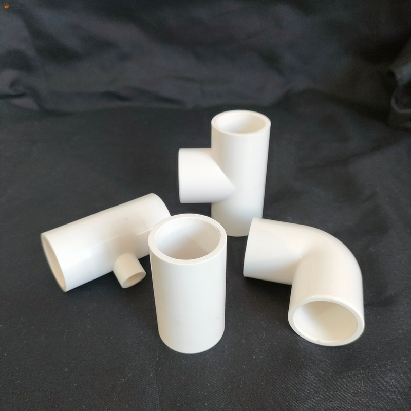 Pvc Water Connection 1/2" PVC Tee Fittings White Mounting Brackets Pipe ...